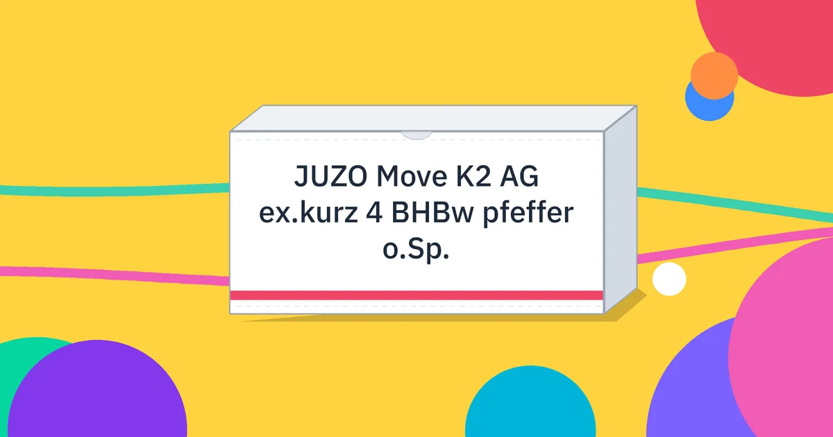 Symbolbild: Packung mit der Aufschrift JUZO Move K2 AG ex.kurz 4 BHBw pfeffer o.Sp. (PZN 16646141) – Verfügbarkeit und Bezug in Apotheken in Frankfurt am Main