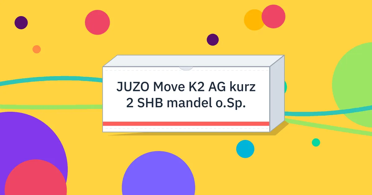 Symbolbild: Packung mit der Aufschrift JUZO Move K2 AG kurz 2 SHB mandel o.Sp. (PZN 16651745) – Verfügbarkeit und Bezug in Apotheken in Frankfurt am Main