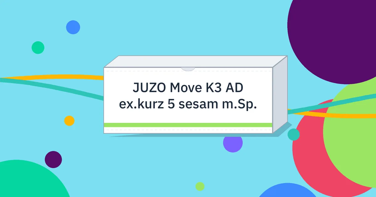 Symbolbild: Packung mit der Aufschrift JUZO Move K3 AD ex.kurz 5 sesam m.Sp. (PZN 18569344) – Verfügbarkeit und Bezug in Apotheken in Frankfurt am Main