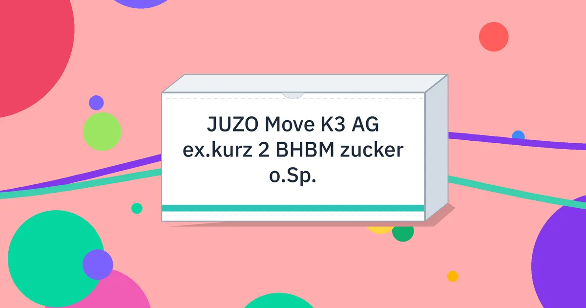 Symbolbild: Packung mit der Aufschrift JUZO Move K3 AG ex.kurz 2 BHBM zucker o.Sp. (PZN 18585900) – Verfügbarkeit und Bezug in Apotheken in Frankfurt am Main