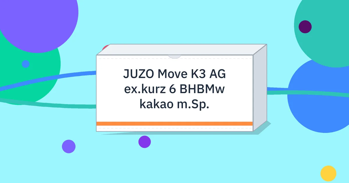 Symbolbild: Packung mit der Aufschrift JUZO Move K3 AG ex.kurz 6 BHBMw kakao m.Sp. (PZN 18596200) – Verfügbarkeit und Bezug in Apotheken in Frankfurt am Main