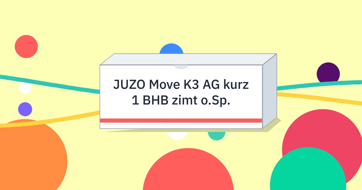 Symbolbild: Packung mit der Aufschrift JUZO Move K3 AG kurz 1 BHB zimt o.Sp. (PZN 18581523) – Verfügbarkeit und Bezug in Apotheken in Frankfurt am Main