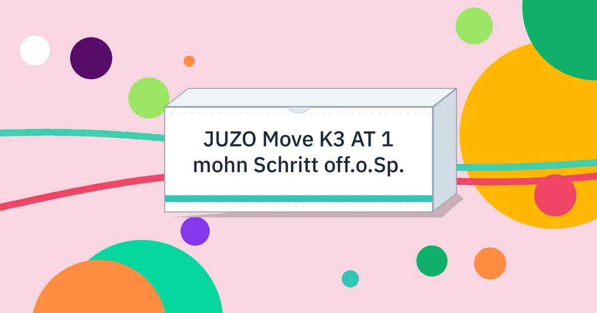 Symbolbild: Packung mit der Aufschrift JUZO Move K3 AT 1 mohn Schritt off.o.Sp. (PZN 20679181) – Verfügbarkeit und Bezug in Apotheken in Frankfurt am Main