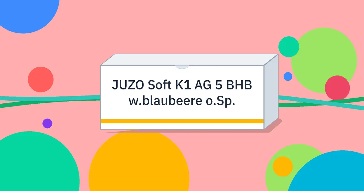 Symbolbild: Packung mit der Aufschrift JUZO Soft K1 AG 5 BHB w.blaubeere o.Sp. (PZN 14837598) – Verfügbarkeit und Bezug in Apotheken in Frankfurt am Main