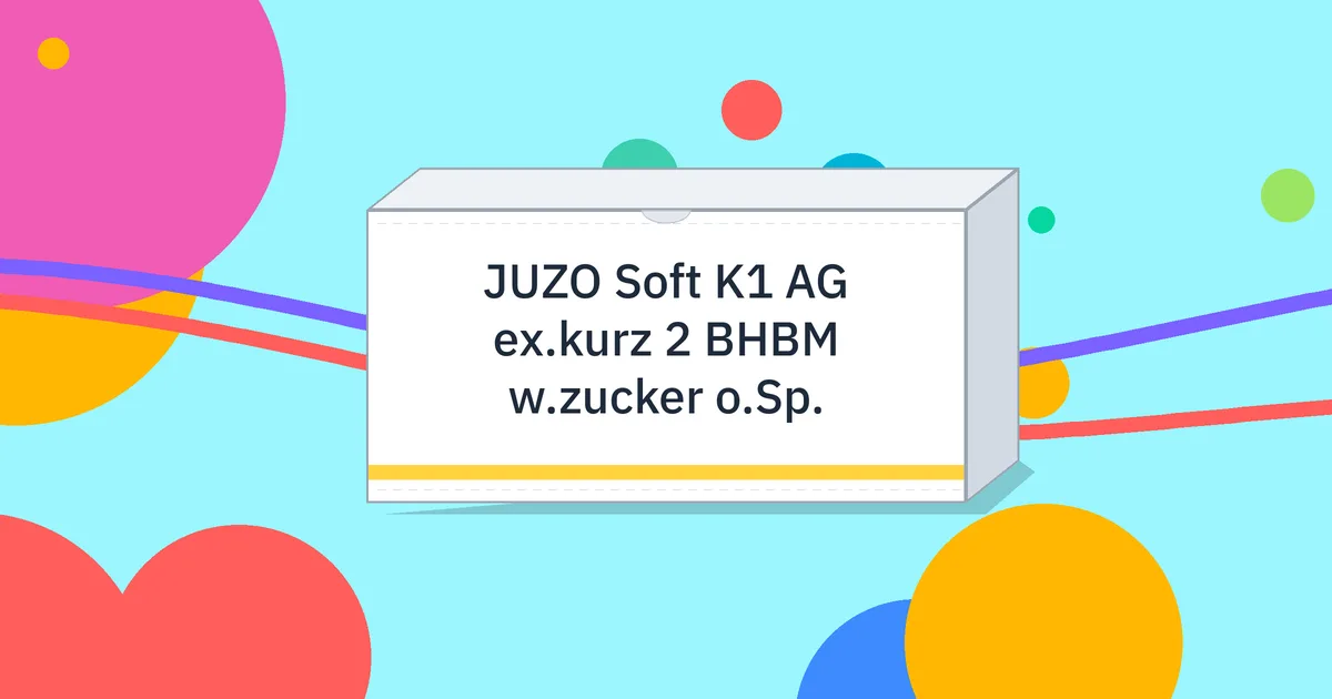 Symbolbild: Packung mit der Aufschrift JUZO Soft K1 AG ex.kurz 2 BHBM w.zucker o.Sp. (PZN 14865910) – Verfügbarkeit und Bezug in Apotheken in Frankfurt am Main