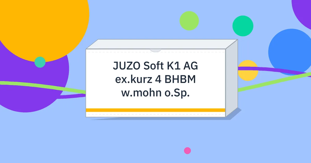 Symbolbild: Packung mit der Aufschrift JUZO Soft K1 AG ex.kurz 4 BHBM w.mohn o.Sp. (PZN 14866476) – Verfügbarkeit und Bezug in Apotheken in Frankfurt am Main