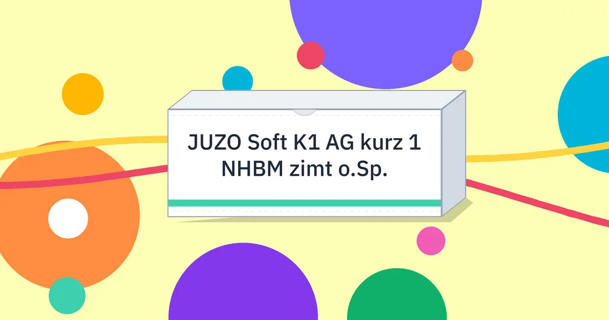 Symbolbild: Packung mit der Aufschrift JUZO Soft K1 AG kurz 1 NHBM zimt o.Sp. (PZN 14995185) – Verfügbarkeit und Bezug in Apotheken in Frankfurt am Main