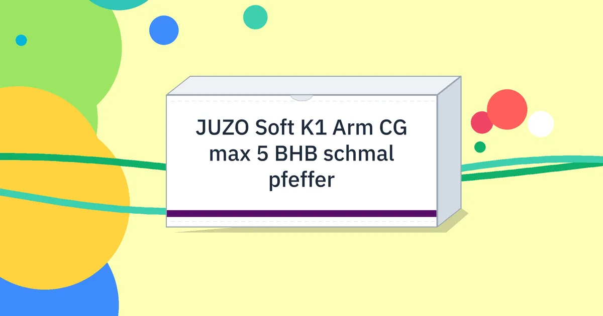 Symbolbild: Packung mit der Aufschrift JUZO Soft K1 Arm CG max 5 BHB schmal pfeffer (PZN 15509407) – Verfügbarkeit und Bezug in Apotheken in Frankfurt am Main