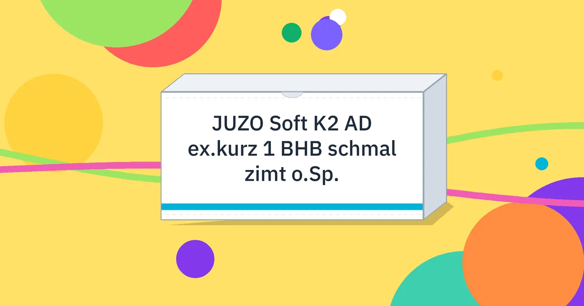 Symbolbild: Packung mit der Aufschrift JUZO Soft K2 AD ex.kurz 1 BHB schmal zimt o.Sp. (PZN 15468252) – Verfügbarkeit und Bezug in Apotheken in Frankfurt am Main