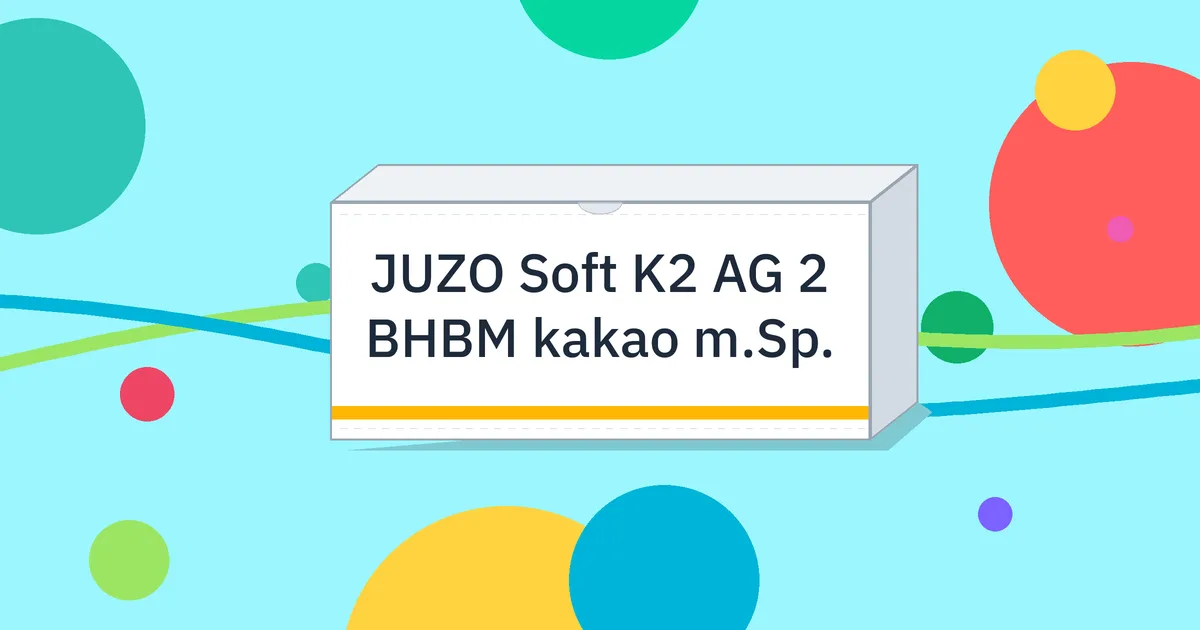Symbolbild: Packung mit der Aufschrift JUZO Soft K2 AG 2 BHBM kakao m.Sp. (PZN 14859246) – Verfügbarkeit und Bezug in Apotheken in Frankfurt am Main