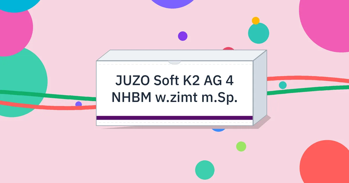 Symbolbild: Packung mit der Aufschrift JUZO Soft K2 AG 4 NHBM w.zimt m.Sp. (PZN 15019117) – Verfügbarkeit und Bezug in Apotheken in Frankfurt am Main