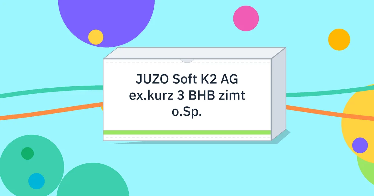 Symbolbild: Packung mit der Aufschrift JUZO Soft K2 AG ex.kurz 3 BHB zimt o.Sp. (PZN 14828079) – Verfügbarkeit und Bezug in Apotheken in Frankfurt am Main