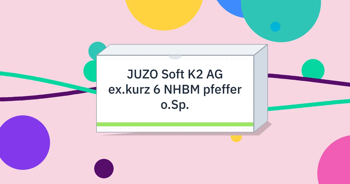 Symbolbild: Packung mit der Aufschrift JUZO Soft K2 AG ex.kurz 6 NHBM pfeffer o.Sp. (PZN 15023113) – Verfügbarkeit und Bezug in Apotheken in Frankfurt am Main