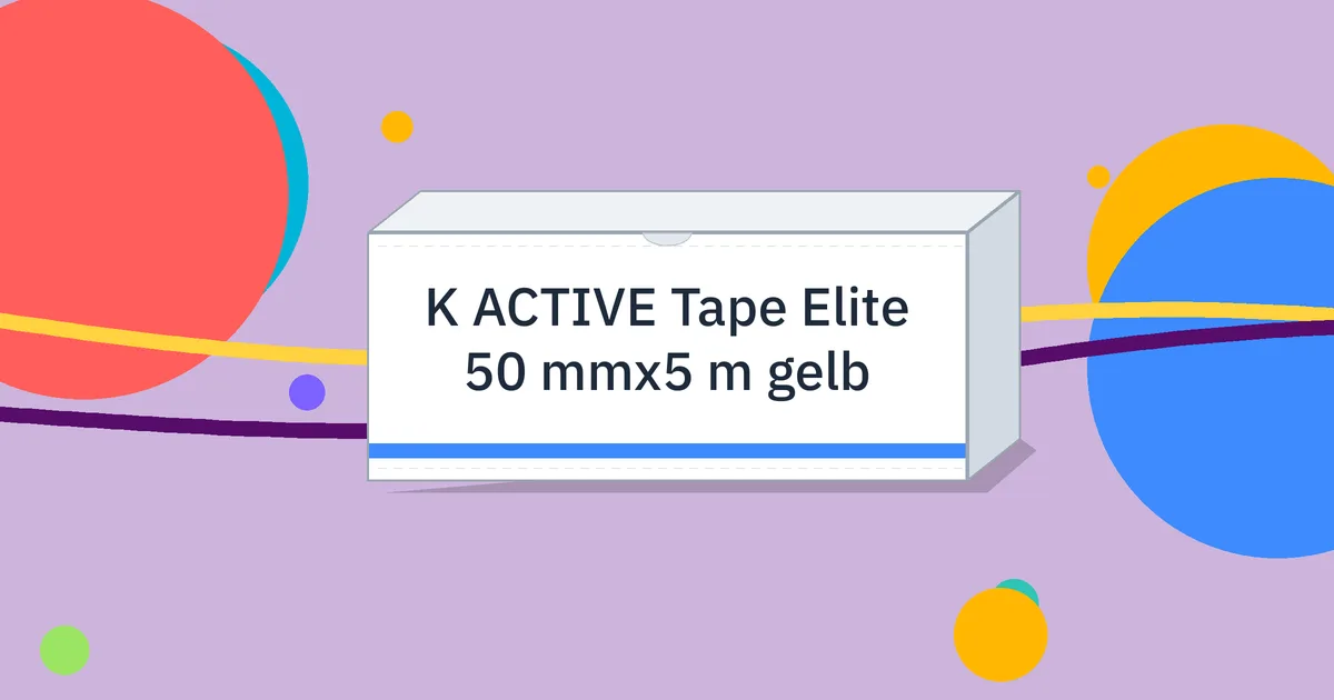 Symbolbild: Packung mit der Aufschrift K ACTIVE Tape Elite 50 mmx5 m gelb (PZN 11217441) – Verfügbarkeit und Bezug in Apotheken in Frankfurt am Main