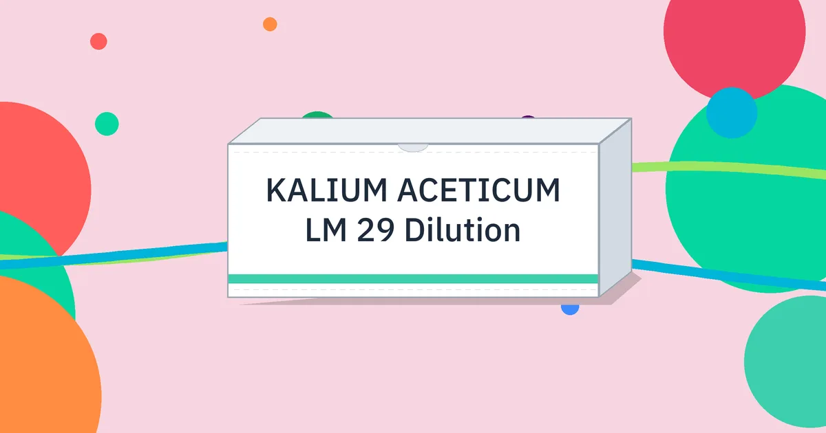 Symbolbild: Packung mit der Aufschrift KALIUM ACETICUM LM 29 Dilution (PZN 12916773) – Verfügbarkeit und Bezug in Apotheken in Frankfurt am Main