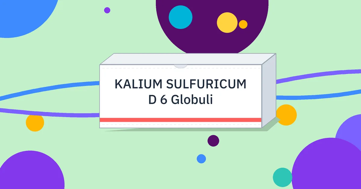 Symbolbild: Packung mit der Aufschrift KALIUM SULFURICUM D 6 Globuli (PZN 02925699) – Verfügbarkeit und Bezug in Apotheken in Frankfurt am Main