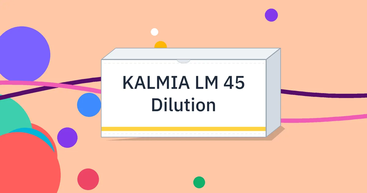 Symbolbild: Packung mit der Aufschrift KALMIA LM 45 Dilution (PZN 12927825) – Verfügbarkeit und Bezug in Apotheken in Frankfurt am Main
