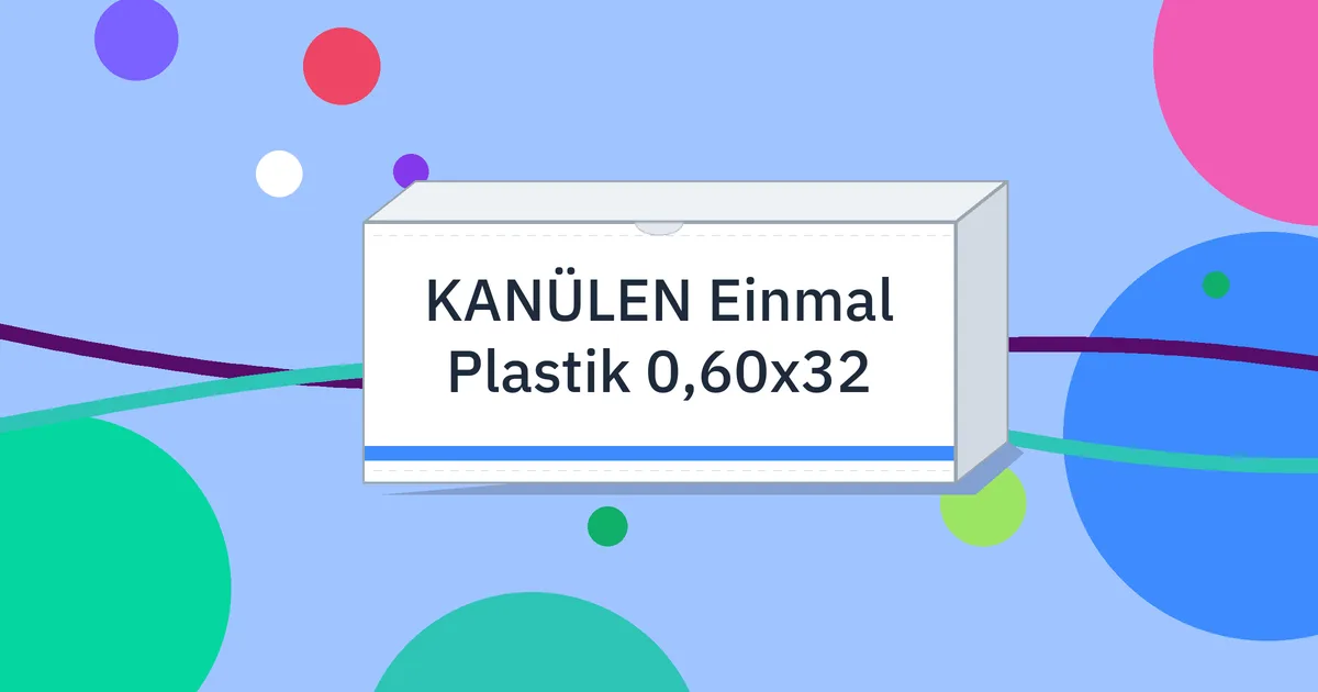 Symbolbild: Packung mit der Aufschrift KANÜLEN Einmal Plastik 0,60x32 (PZN 01964421) – Verfügbarkeit und Bezug in Apotheken in Frankfurt am Main