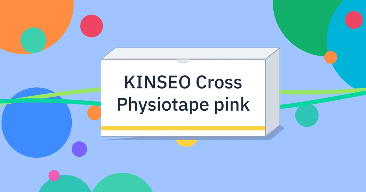 Symbolbild: Packung mit der Aufschrift KINSEO Cross Physiotape pink (PZN 09190203) – Verfügbarkeit und Bezug in Apotheken in Frankfurt am Main