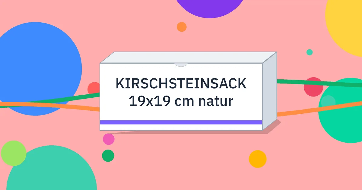 Symbolbild: Packung mit der Aufschrift KIRSCHSTEINSACK 19x19 cm natur (PZN 08610896) – Verfügbarkeit und Bezug in Apotheken in Frankfurt am Main
