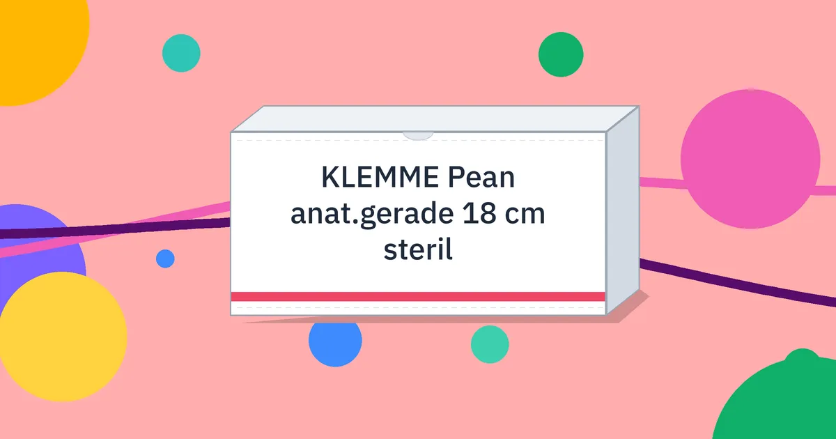 Symbolbild: Packung mit der Aufschrift KLEMME Pean anat.gerade 18 cm steril (PZN 17248566) – Verfügbarkeit und Bezug in Apotheken in Frankfurt am Main
