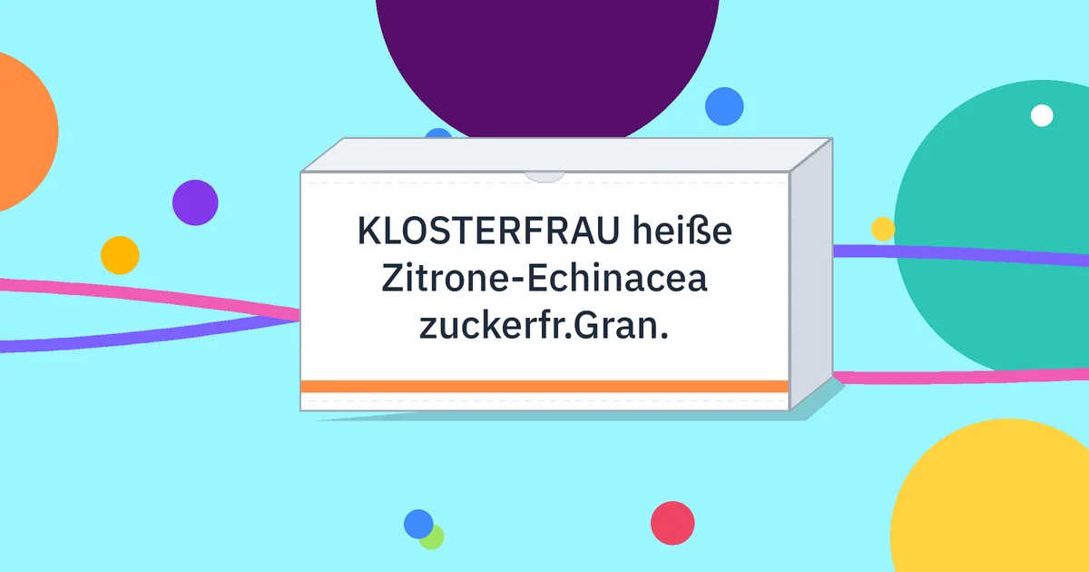 Symbolbild: Packung mit der Aufschrift KLOSTERFRAU heiße Zitrone-Echinacea zuckerfr.Gran. (PZN 19251638) – Verfügbarkeit und Bezug in Apotheken in Frankfurt am Main