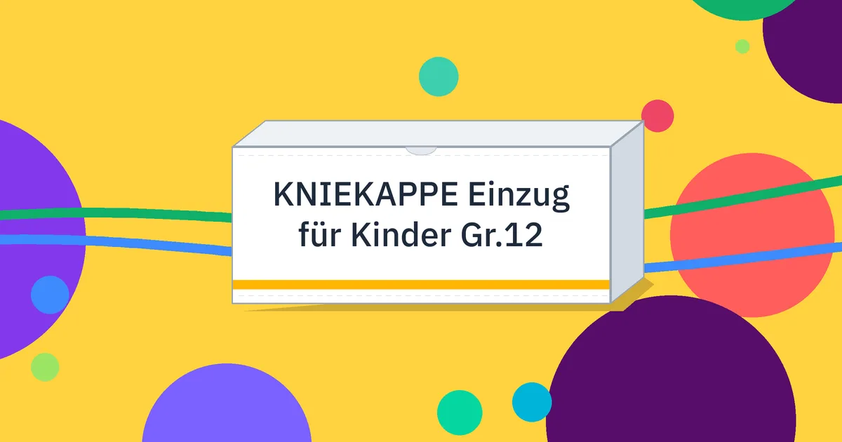 Symbolbild: Packung mit der Aufschrift KNIEKAPPE Einzug für Kinder Gr.12 (PZN 01738736) – Verfügbarkeit und Bezug in Apotheken in Frankfurt am Main