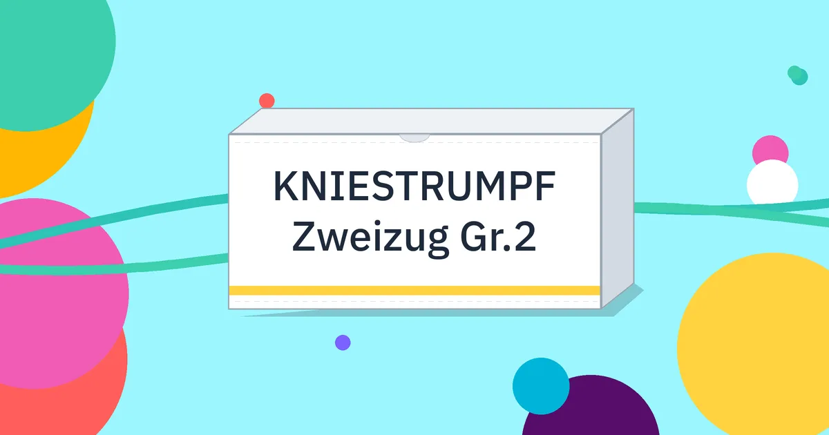 Symbolbild: Packung mit der Aufschrift KNIESTRUMPF Zweizug Gr.2 (PZN 02007934) – Verfügbarkeit und Bezug in Apotheken in Frankfurt am Main