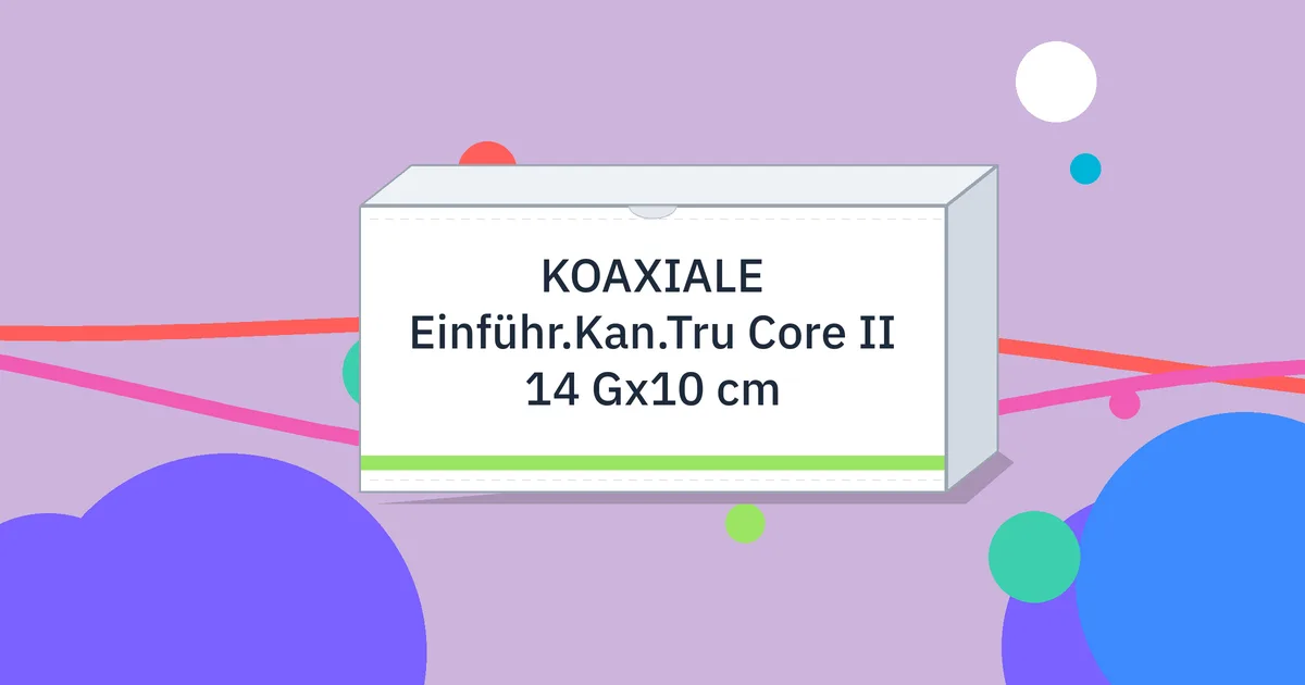 Symbolbild: Packung mit der Aufschrift KOAXIALE Einführ.Kan.Tru Core II 14 Gx10 cm (PZN 02294626) – Verfügbarkeit und Bezug in Apotheken in Frankfurt am Main