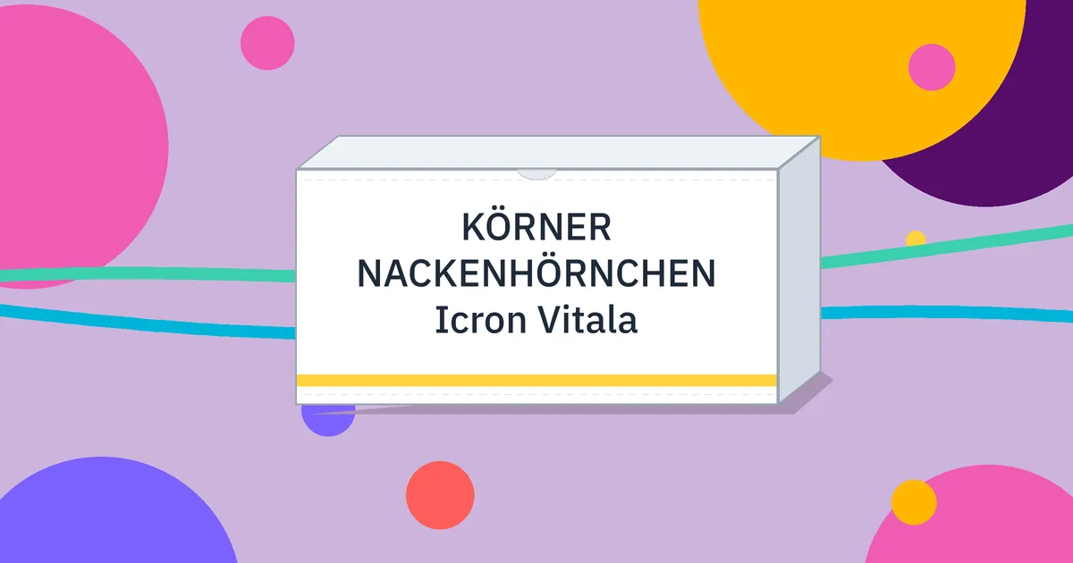 Symbolbild: Packung mit der Aufschrift KÖRNER NACKENHÖRNCHEN Icron Vitala (PZN 02014294) – Verfügbarkeit und Bezug in Apotheken in Frankfurt am Main