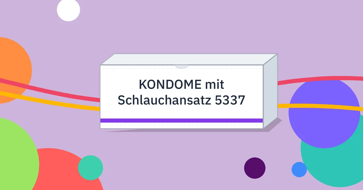Symbolbild: Packung mit der Aufschrift KONDOME mit Schlauchansatz 5337 (PZN 00586454) – Verfügbarkeit und Bezug in Apotheken in Frankfurt am Main