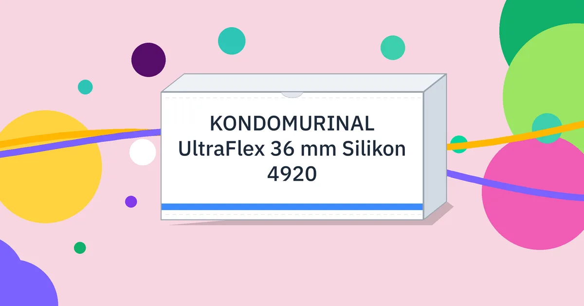 Symbolbild: Packung mit der Aufschrift KONDOMURINAL UltraFlex 36 mm Silikon 4920 (PZN 00891938) – Verfügbarkeit und Bezug in Apotheken in Frankfurt am Main