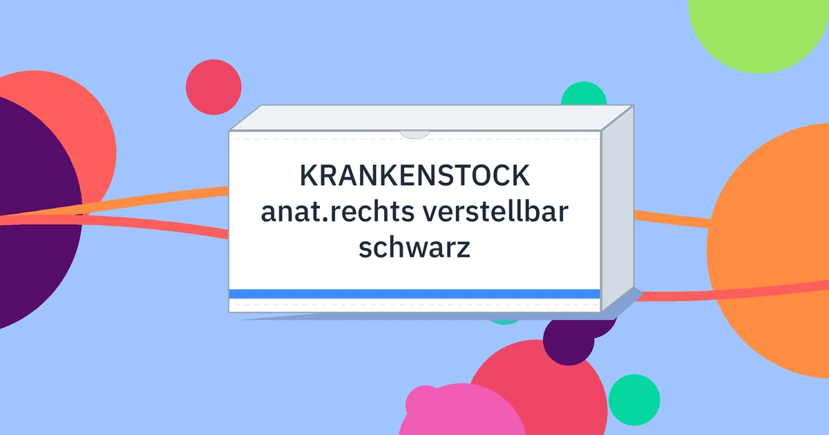Symbolbild: Packung mit der Aufschrift KRANKENSTOCK anat.rechts verstellbar schwarz (PZN 01318023) – Verfügbarkeit und Bezug in Apotheken in Frankfurt am Main