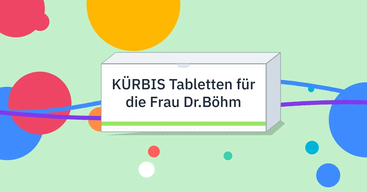 Symbolbild: Packung mit der Aufschrift KÜRBIS Tabletten für die Frau Dr.Böhm (PZN 04037170) – Verfügbarkeit und Bezug in Apotheken in Frankfurt am Main