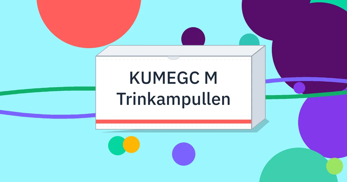 Symbolbild: Packung mit der Aufschrift KUMEGC M Trinkampullen (PZN 16042207) – Verfügbarkeit und Bezug in Apotheken in Frankfurt am Main