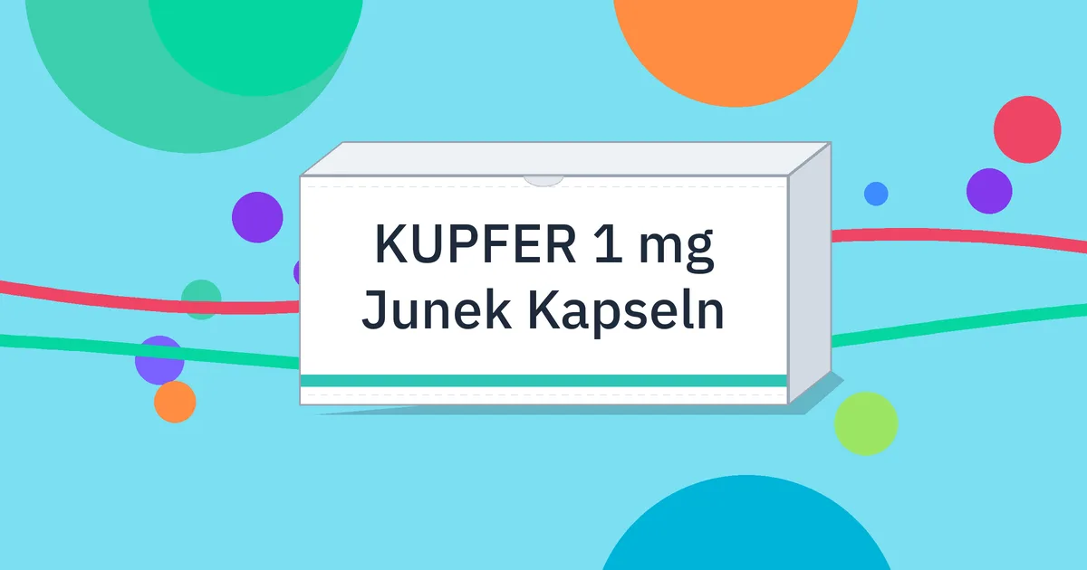 Symbolbild: Packung mit der Aufschrift KUPFER 1 mg Junek Kapseln (PZN 01611875) – Verfügbarkeit und Bezug in Apotheken in Frankfurt am Main