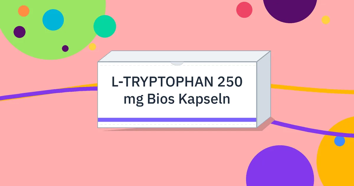 Symbolbild: Packung mit der Aufschrift L-TRYPTOPHAN 250 mg Bios Kapseln (PZN 05981480) – Verfügbarkeit und Bezug in Apotheken in Frankfurt am Main