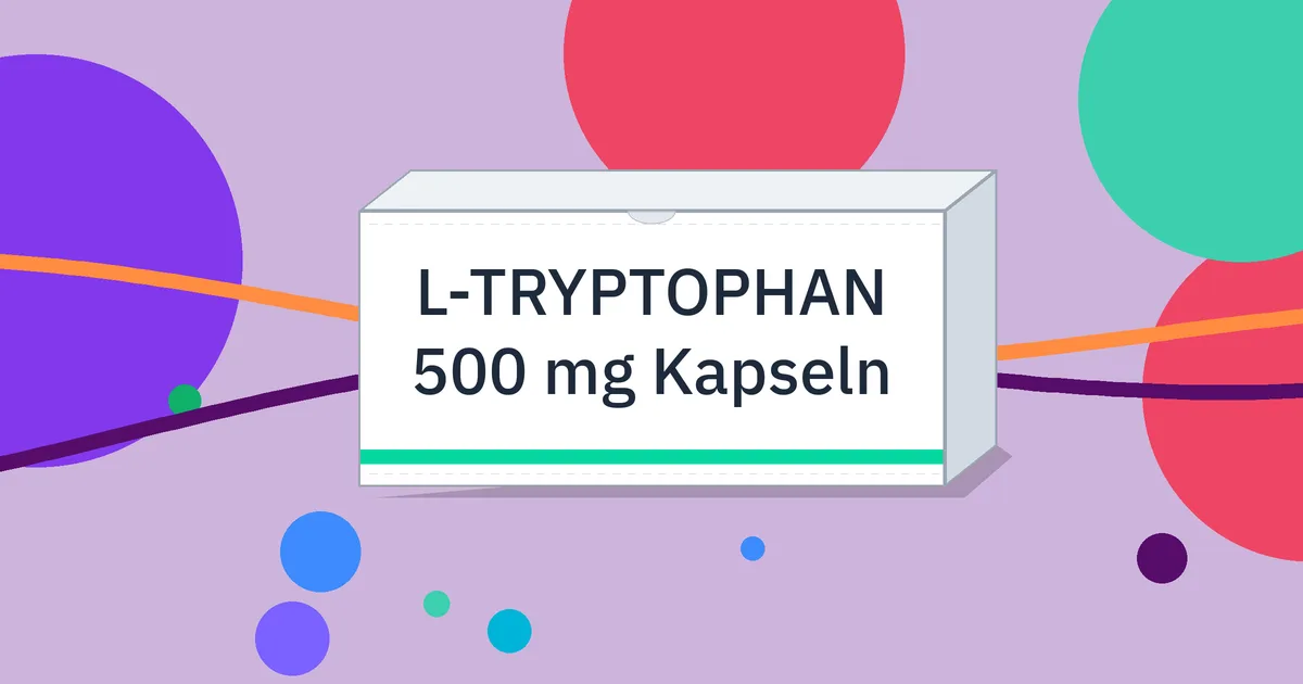Symbolbild: Packung mit der Aufschrift L-TRYPTOPHAN 500 mg Kapseln (PZN 17518882) – Verfügbarkeit und Bezug in Apotheken in Frankfurt am Main
