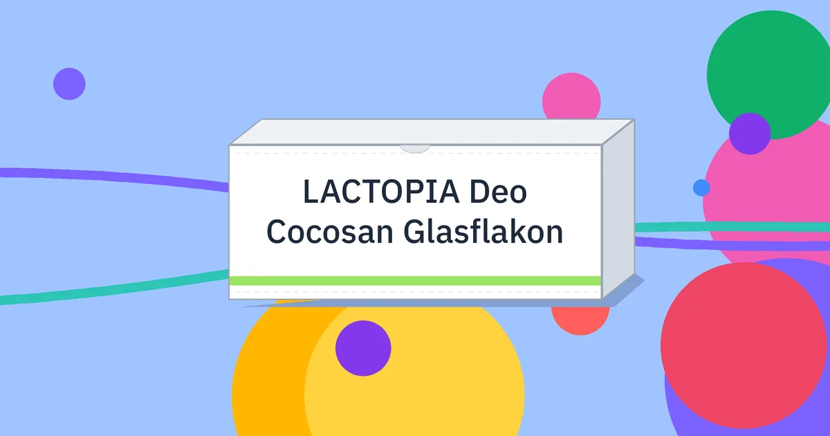 Symbolbild: Packung mit der Aufschrift LACTOPIA Deo Cocosan Glasflakon (PZN 10977782) – Verfügbarkeit und Bezug in Apotheken in Frankfurt am Main