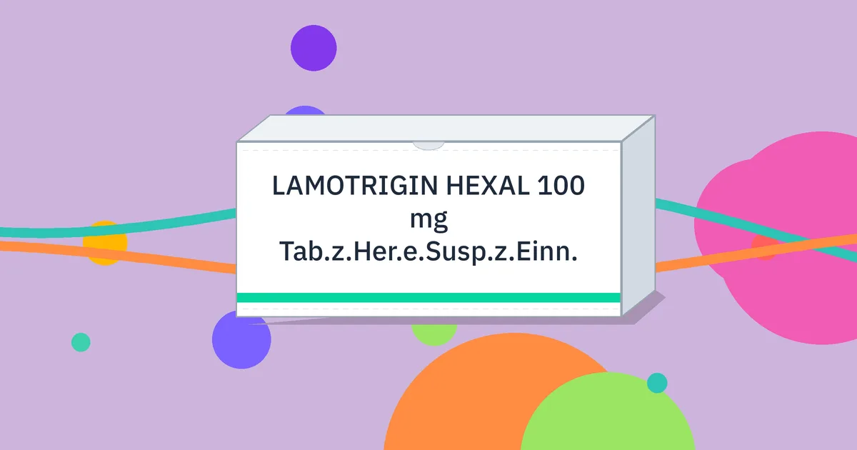 Symbolbild: Packung mit der Aufschrift LAMOTRIGIN HEXAL 100 mg Tab.z.Her.e.Susp.z.Einn. (PZN 04220750) – Verfügbarkeit und Bezug in Apotheken in Frankfurt am Main