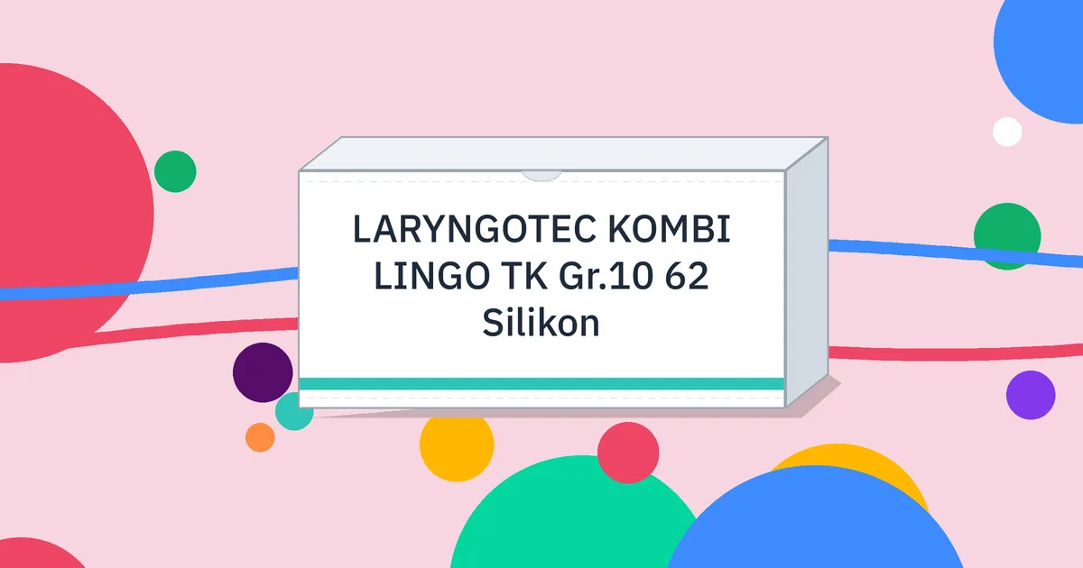 Symbolbild: Packung mit der Aufschrift LARYNGOTEC KOMBI LINGO TK Gr.10 62 Silikon (PZN 19186036) – Verfügbarkeit und Bezug in Apotheken in Frankfurt am Main