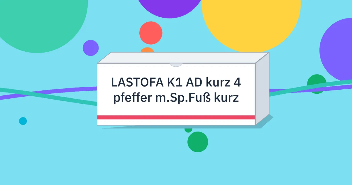 Symbolbild: Packung mit der Aufschrift LASTOFA K1 AD kurz 4 pfeffer m.Sp.Fuß kurz (PZN 13787591) – Verfügbarkeit und Bezug in Apotheken in Frankfurt am Main