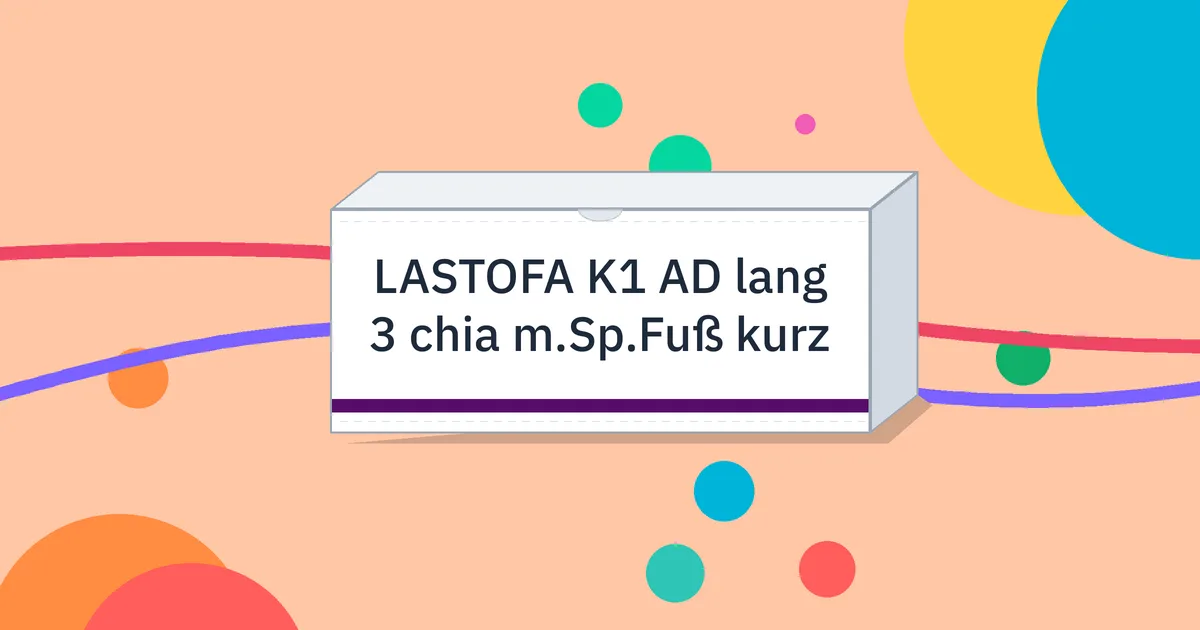 Symbolbild: Packung mit der Aufschrift LASTOFA K1 AD lang 3 chia m.Sp.Fuß kurz (PZN 13786887) – Verfügbarkeit und Bezug in Apotheken in Frankfurt am Main