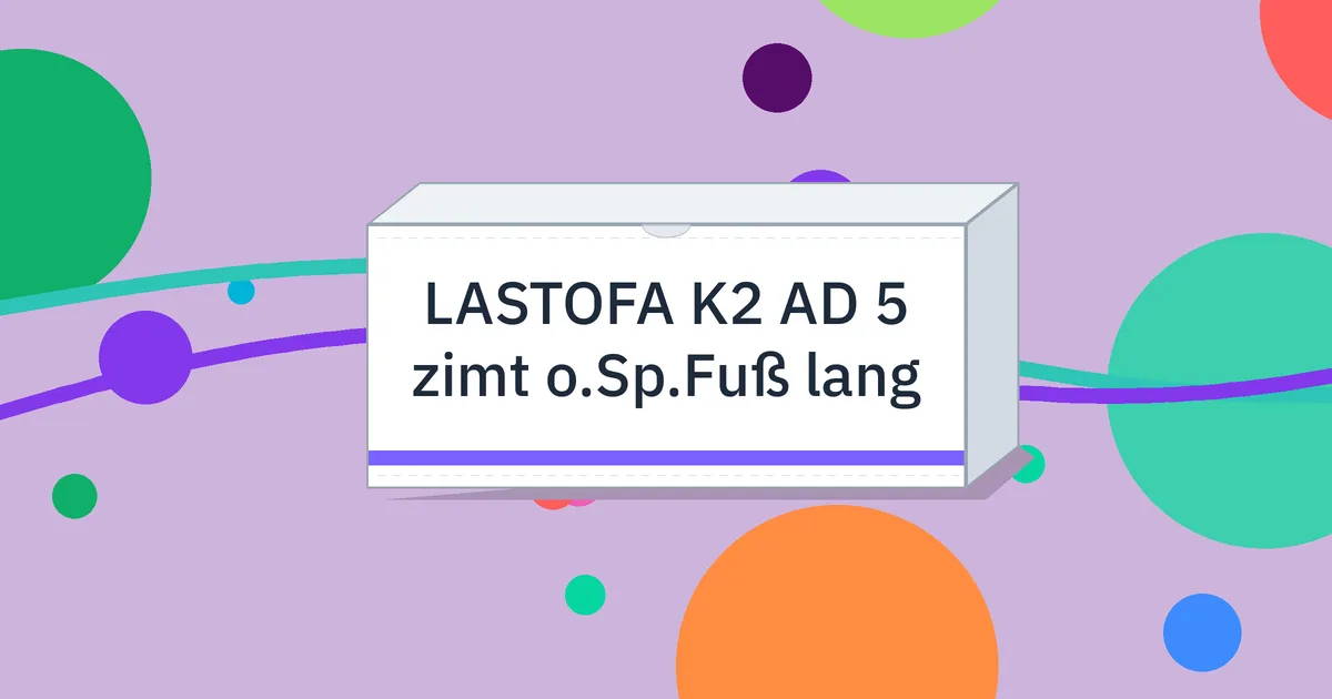Symbolbild: Packung mit der Aufschrift LASTOFA K2 AD 5 zimt o.Sp.Fuß lang (PZN 14147468) – Verfügbarkeit und Bezug in Apotheken in Frankfurt am Main