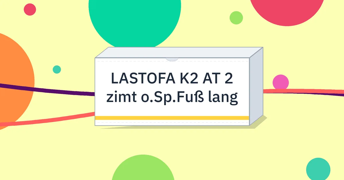 Symbolbild: Packung mit der Aufschrift LASTOFA K2 AT 2 zimt o.Sp.Fuß lang (PZN 14151464) – Verfügbarkeit und Bezug in Apotheken in Frankfurt am Main