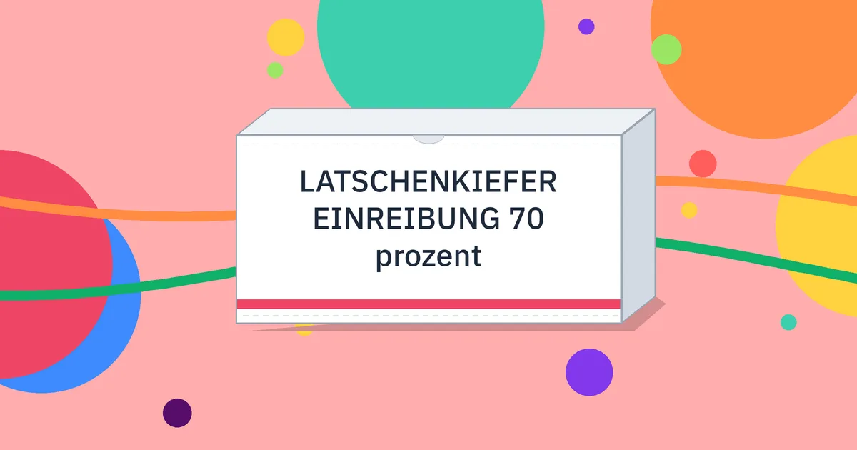 Symbolbild: Packung mit der Aufschrift LATSCHENKIEFER EINREIBUNG 70 prozent (PZN 03457651) – Verfügbarkeit und Bezug in Apotheken in Frankfurt am Main