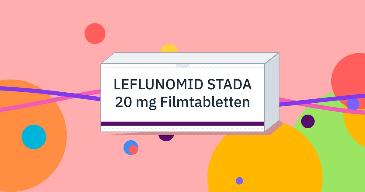 Symbolbild: Packung mit der Aufschrift LEFLUNOMID STADA 20 mg Filmtabletten (PZN 19301661) – Verfügbarkeit und Bezug in Apotheken in Frankfurt am Main