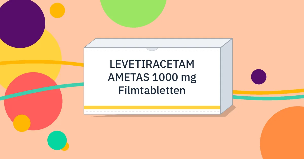 Symbolbild: Packung mit der Aufschrift LEVETIRACETAM AMETAS 1000 mg Filmtabletten (PZN 18090624) – Verfügbarkeit und Bezug in Apotheken in Frankfurt am Main