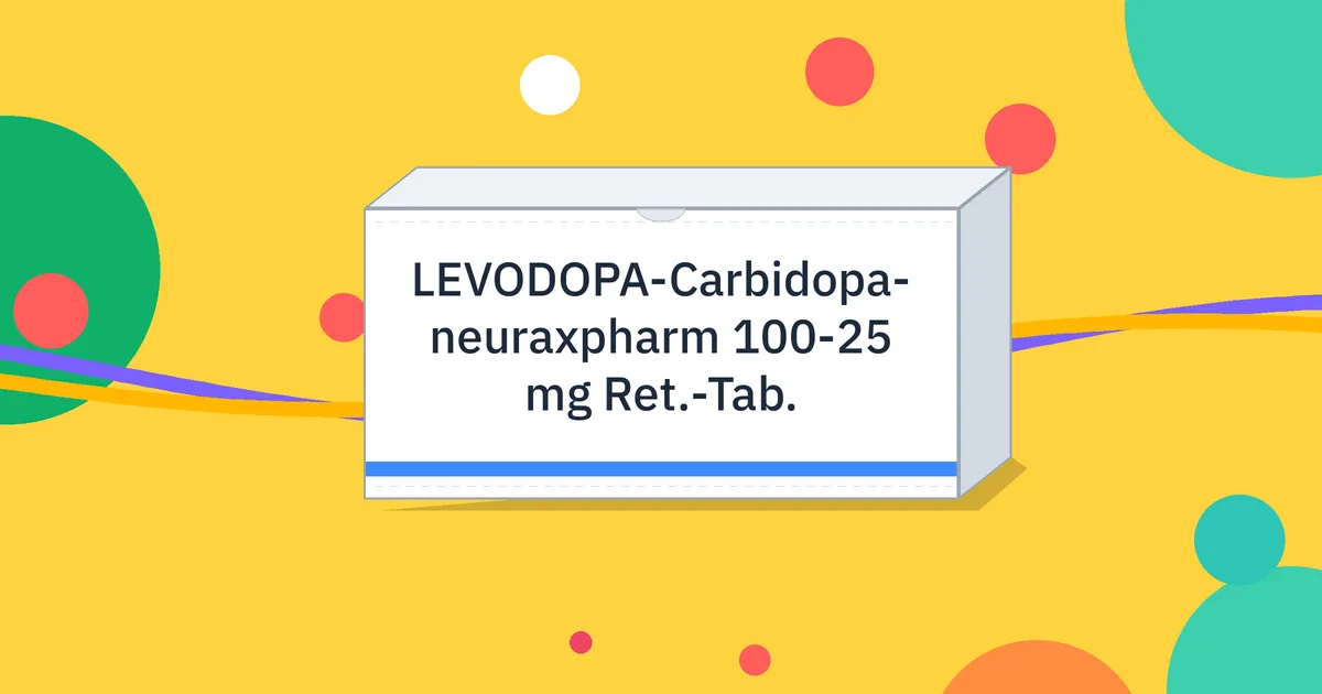 Symbolbild: Packung mit der Aufschrift LEVODOPA-Carbidopa-neuraxpharm 100-25 mg Ret.-Tab. (PZN 00772205) – Verfügbarkeit und Bezug in Apotheken in Frankfurt am Main