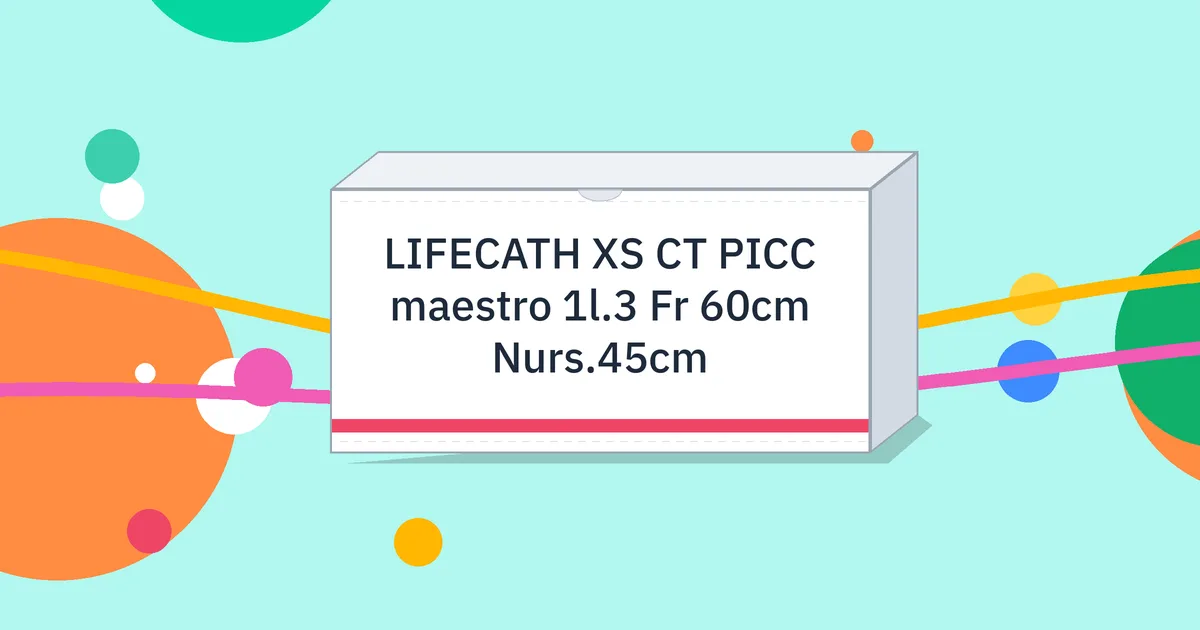 Symbolbild: Packung mit der Aufschrift LIFECATH XS CT PICC maestro 1l.3 Fr 60cm Nurs.45cm (PZN 19127660) – Verfügbarkeit und Bezug in Apotheken in Frankfurt am Main